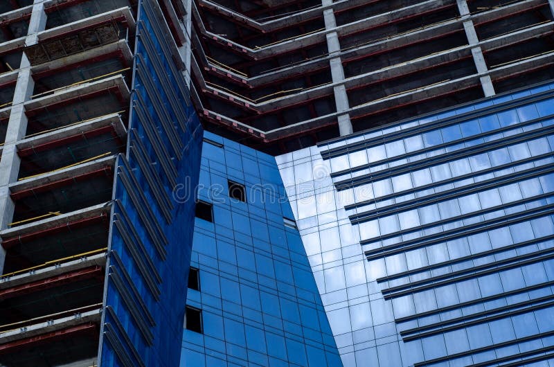 Close-up of Skyscraper Building Under Construction. Stock Image - Image ...