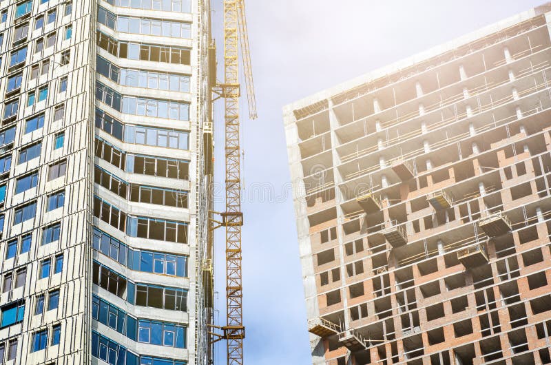 Close-up of Skyscraper Building Under Construction. Stock Photo - Image ...