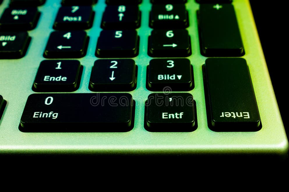 Close Up Slanted View of Computer Keyboard with Upside Down Enter Key ...