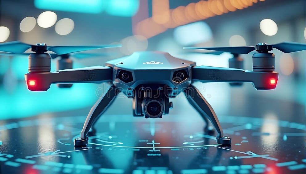 A Close-up of a Sleek AI-powered Drone with a Multi-sensor Array ...