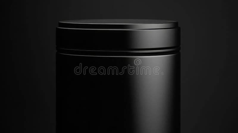 Close Up of a Sleek Black Metallic Cylinder with Round Edges on Black ...
