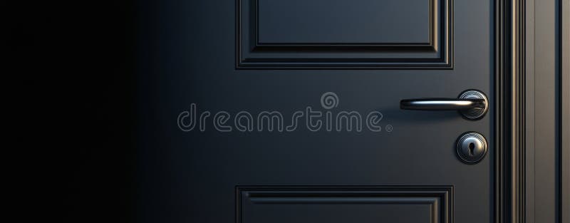 In a Close-up, a Sleek Door Surface Showcases a Modern Black Door ...