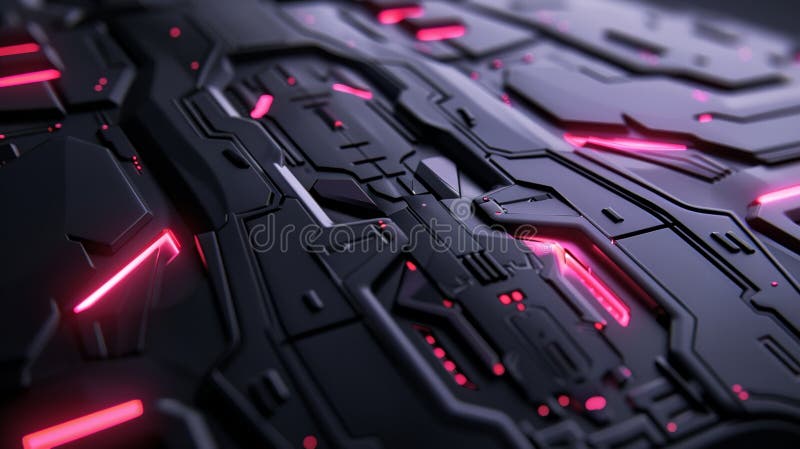 Closeup of a Sleek Hightech Armored Surface with Neon Details Stock ...
