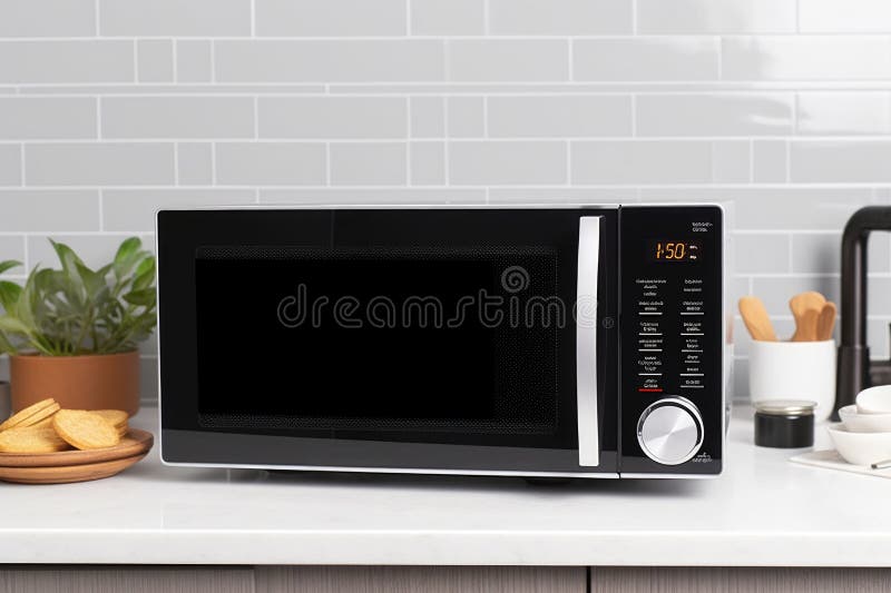 Close-up of a Sleek and Modern Microwave, with the Timer Counting Down ...