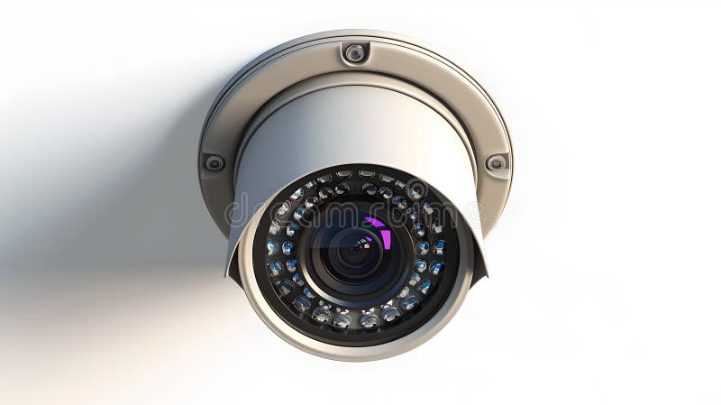 Modern Security Camera on White Background, Detailed Close-up View ... Modern Security Camera on White Background, Detailed Close-up View ...