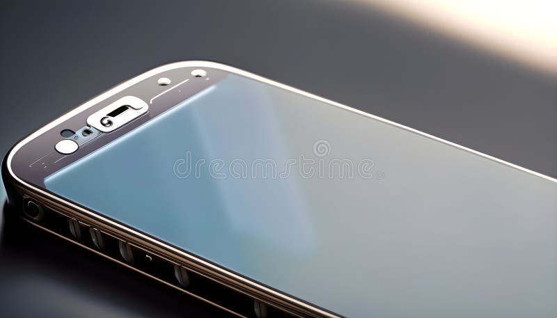 A Close-up of a Sleek Smartphone with Reflections on Its Screen Stock ...