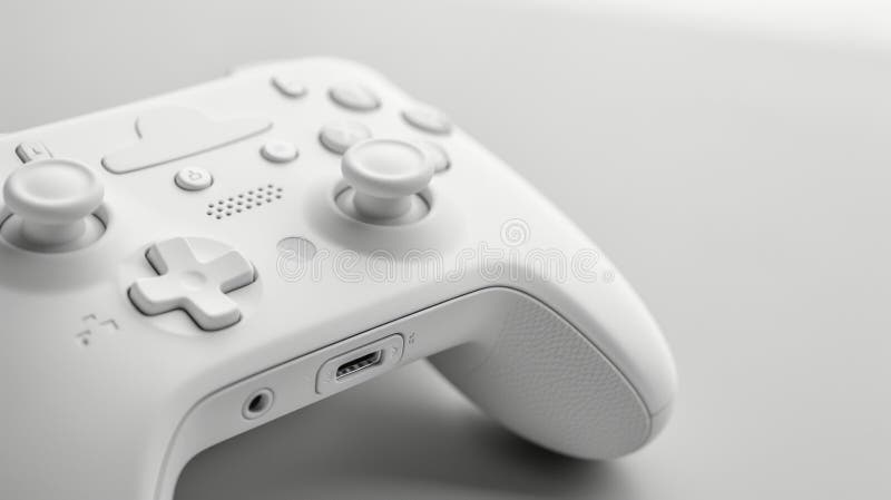 Close-up of a Sleek White Game Controller Against a Gray Backdrop ...