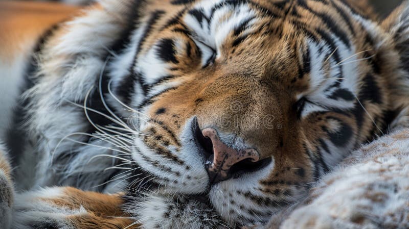 Close Up a Sleepy Tiger in a Zoo . Generative Ai Stock Illustration ...