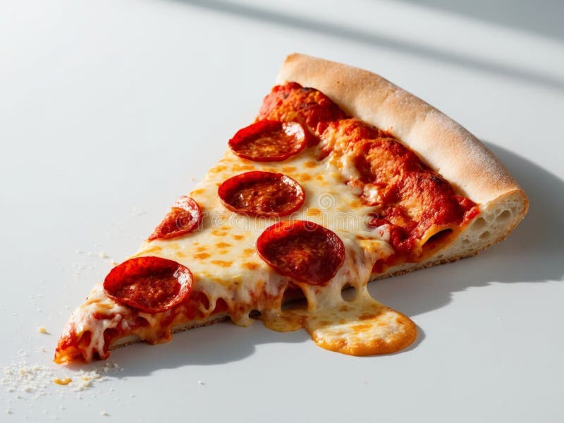 A Close - Up of a Slice of Pepperoni Pizza with Gooey Cheese Stock ...