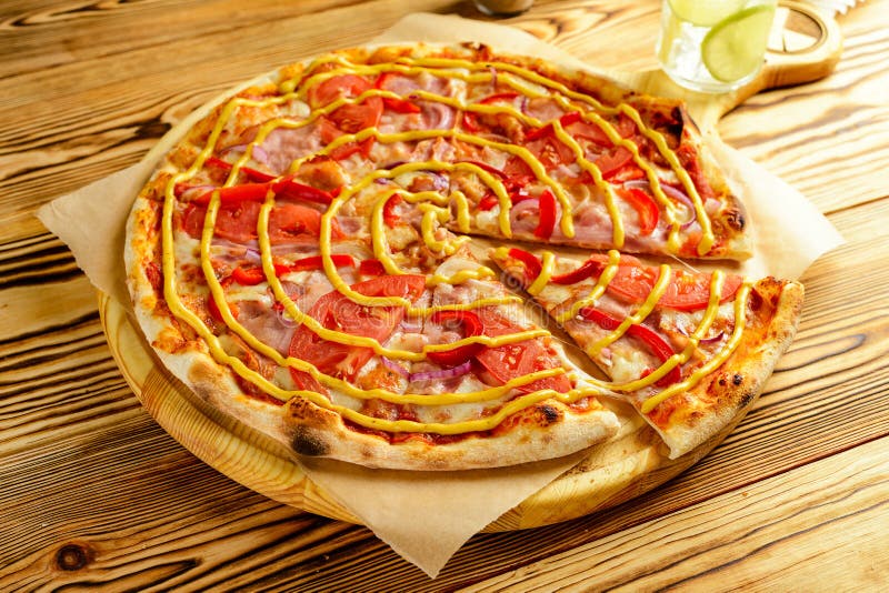 Close-up of a Slice of Pizza Food Delivery Stock Image - Image of baked ...