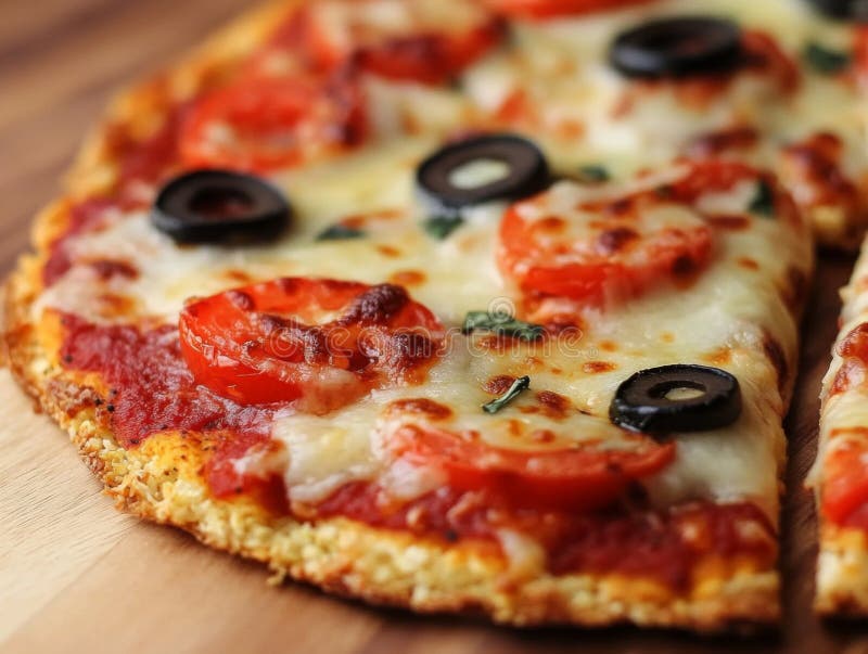 Close-up of a Slice of Pizza with Tomato and Olive Toppings Stock ...