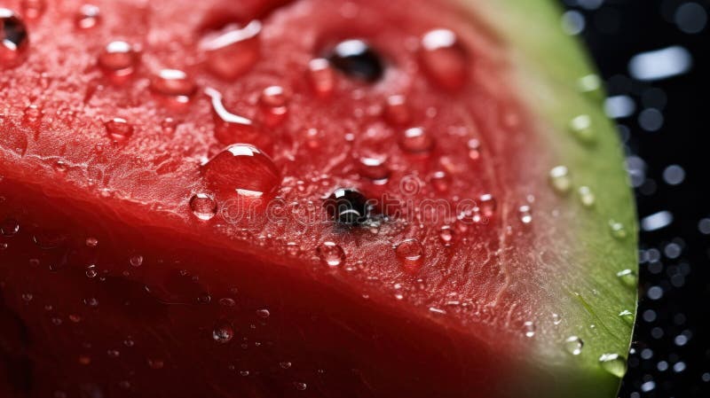 A Close Up of a Slice of Watermelon with Drops on it, AI Stock Photo ...