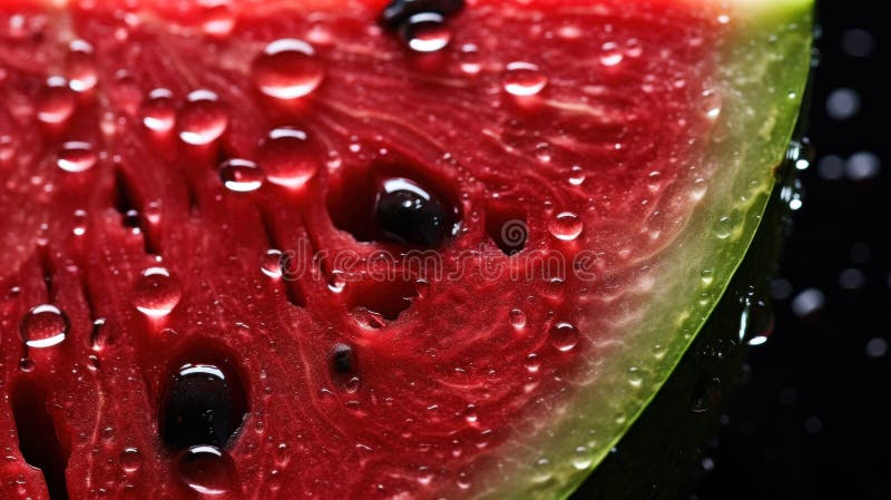 A Close Up of a Slice of Watermelon with Drops on it, AI Stock ...