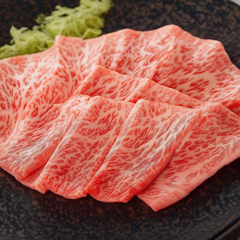 Close-up of Sliced Beef on Black Surface. Thin Strips of Reddish-brown ...