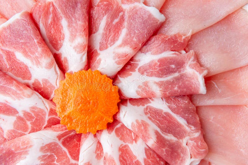 Close Up Sliced Boiled Ham Sausage and Carrot Stock Photo - Image of ...