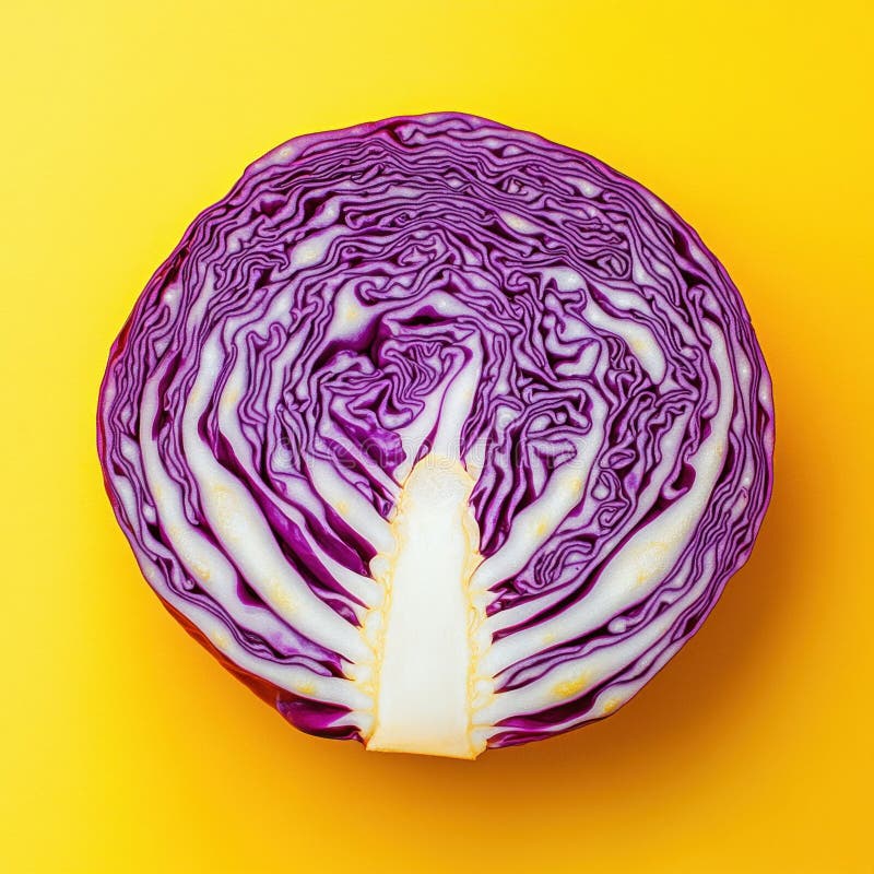 Close-Up of Sliced Red Cabbage on Yellow Background. Generative Ai ...