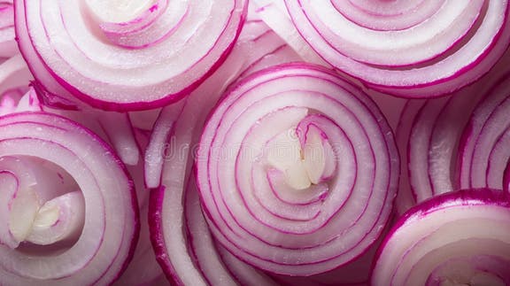 Close-up of Sliced Red Onions Creating a Circular Layered Pattern Stock ...