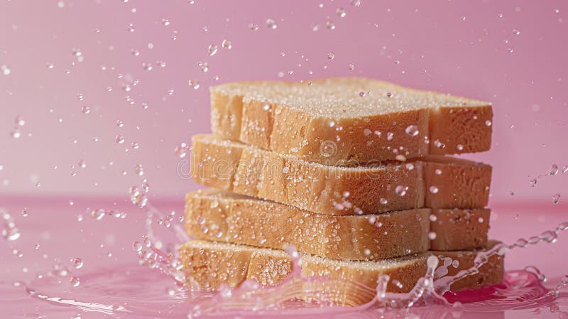Close-up of Slices of Bread with Water Splashes Creating a Visual ...