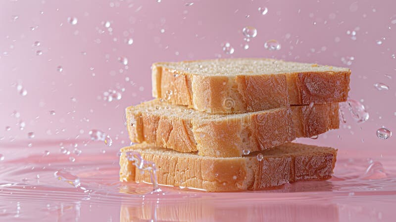 Close-up of Slices of Bread with Water Splashes Creating a Visual ...