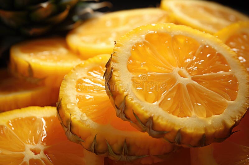 Close Up Slices of Pineapple Texture Ba Stock Illustration ...