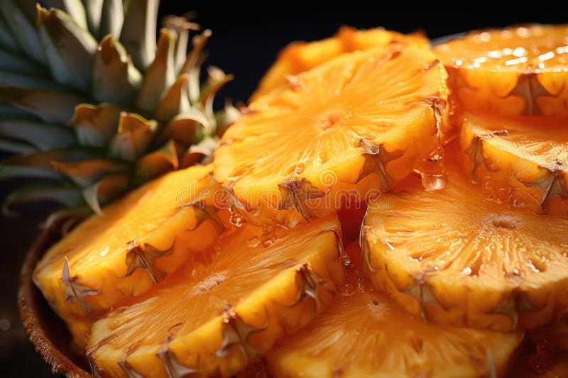 Close Up Slices of Pineapple Texture Ba Stock Illustration ...