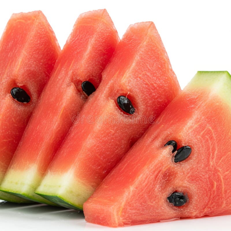 Close-up of Slices of Red Watermelon on White Background Stock ...