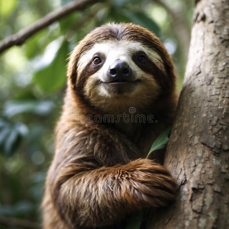 Close-up Sloth Bear Climbing a Tree in the Forest Stock Photo - Image ...
