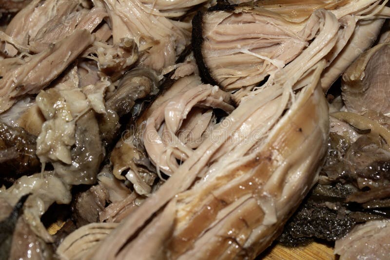 Close Up of Slow Cooked Lamb Meat Leg for a Roast Dinner on a Wooden ...