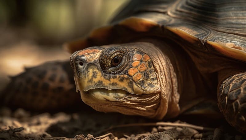 Close Up of a Slow Turtle, Its Shell a Beautiful Pattern Generated by ...