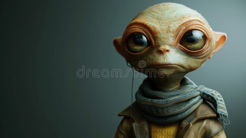 A Close Up of a Small Alien with Big Eyes and Ears, AI Stock ...