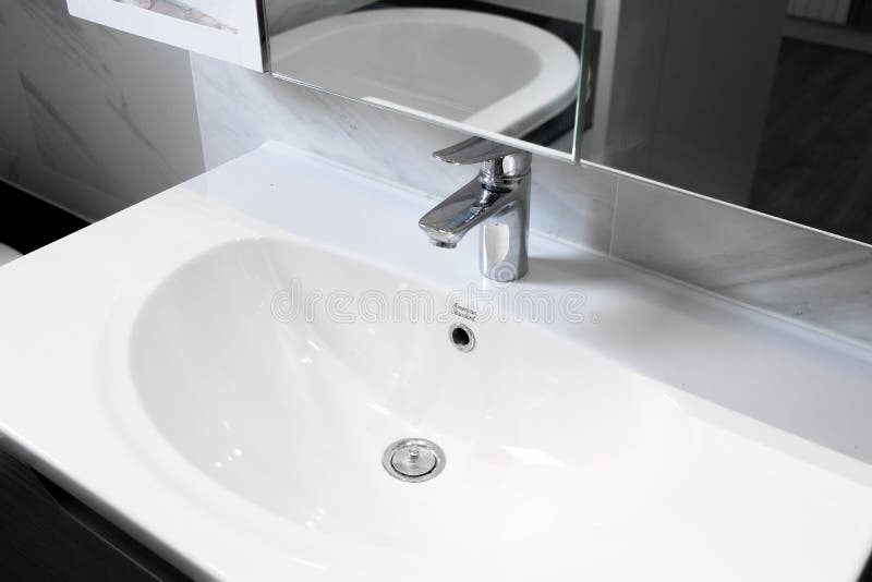 Close-up Small Basin in Bathroom. Stock Image - Image of shower, house ...