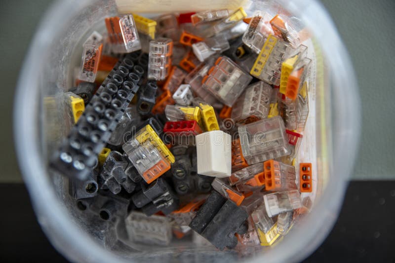 Close-up of a Small Box Containing a Set of Electrical Connection Stock ...