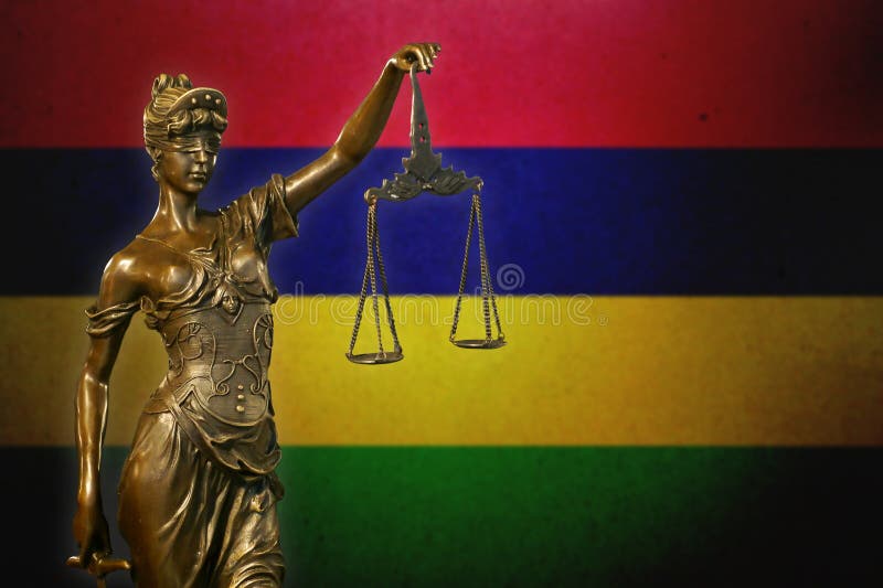 Lady Justice before a Flag of Mauritius Stock Image - Image of ...