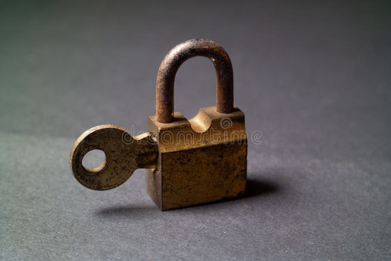 Close Up, Small Brown Padlock Lock Stock Image - Image of electric ...