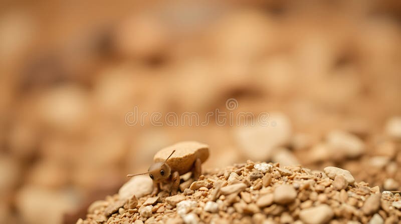 Close Up of a Small Bug Carrying Something on a Rocky Textured Ground ...