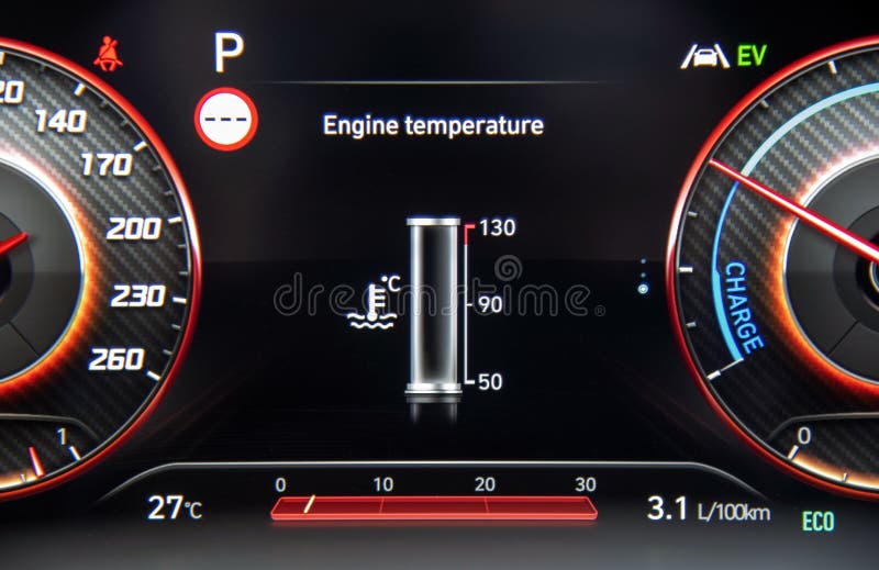 Digital Instrument for Displaying Car Engine Temperature Stock Image ...