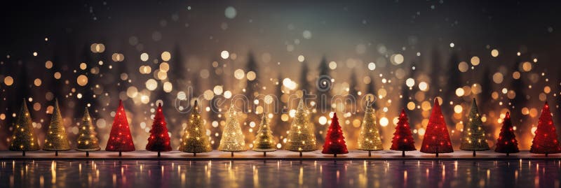 Close-up of Small Christmas Trees in a Row - AI Generated Stock ...