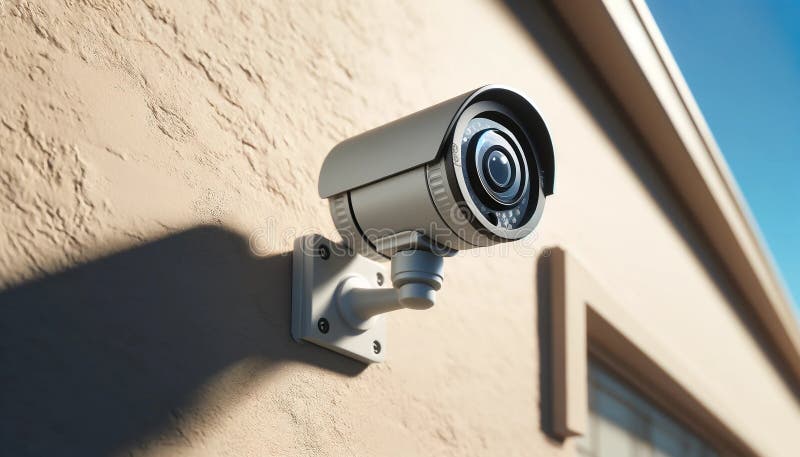 Close-up of a Small Cylindrical Security Camera Attached To a Light ...