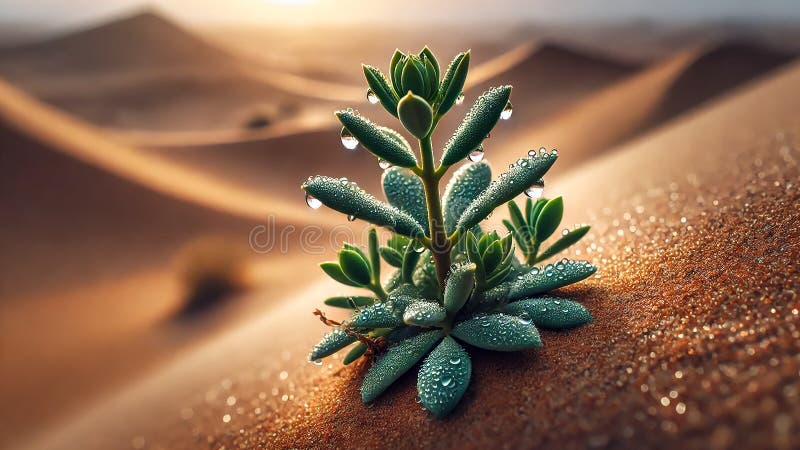 A Close-up of a Small Desert Plant Thriving after a Rare Rain Stock ...