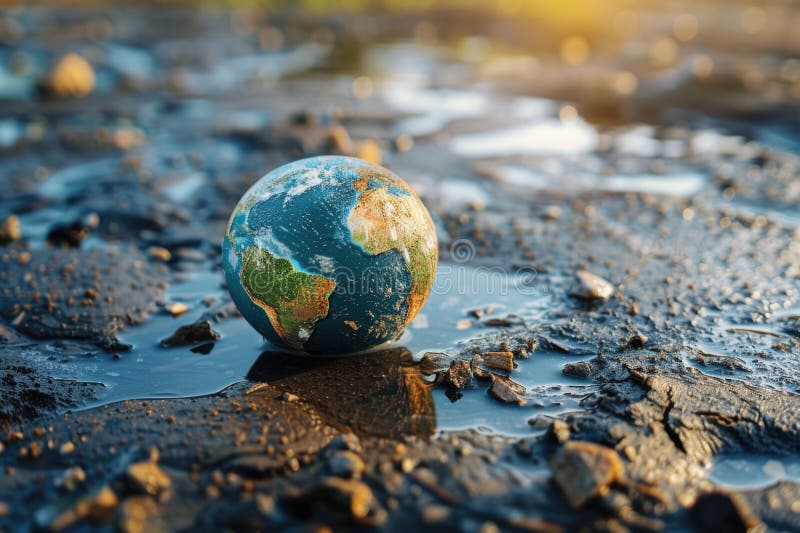 Close-up of a Small Earth Globe on the Ground, Ideal for Representing ...