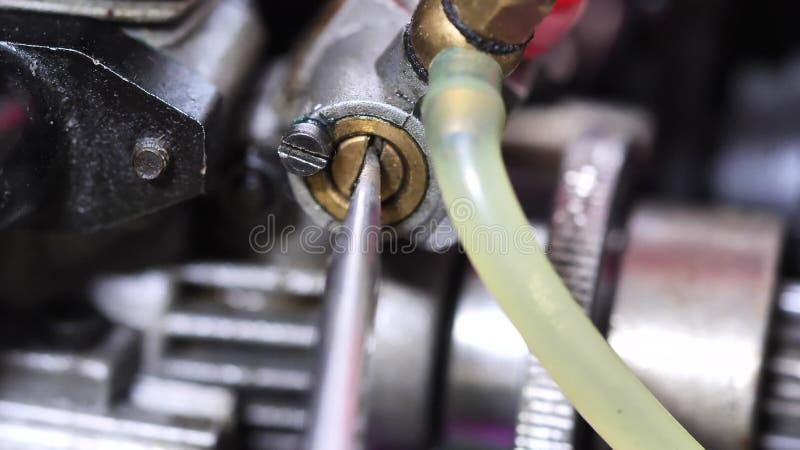 Close-up of a Small Engine S Idle Speed Adjustment Stock Video - Video ...