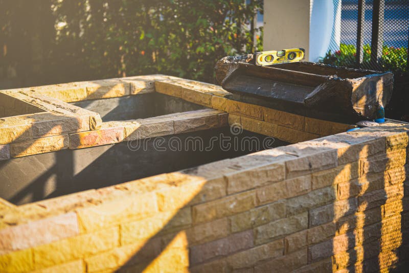 Close-up, a Small Fish Pond Measuring the Water Level for Installing an ...