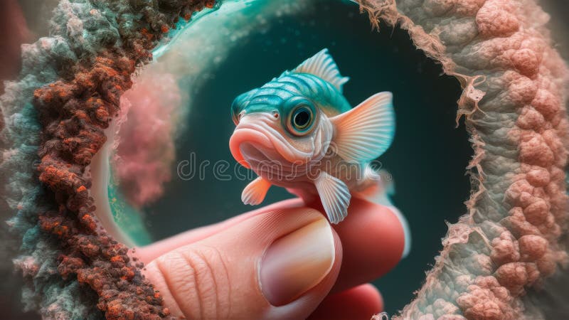 A Close Up of a Small Fish in Someone S Hand, AI Stock Image - Image of ...