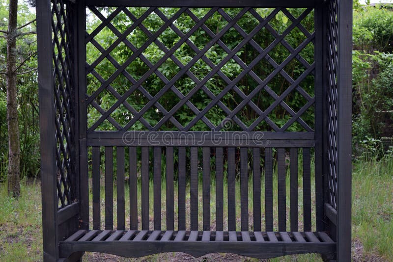 A Close-up of the Small Green Empty Garden Arbour Stock Image - Image ...