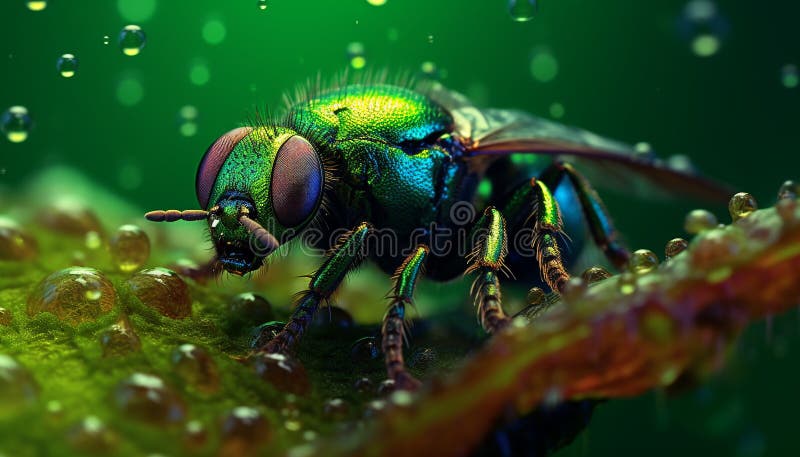 Close Up of a Small Green Fly Eye Generated by AI Stock Image - Image ...