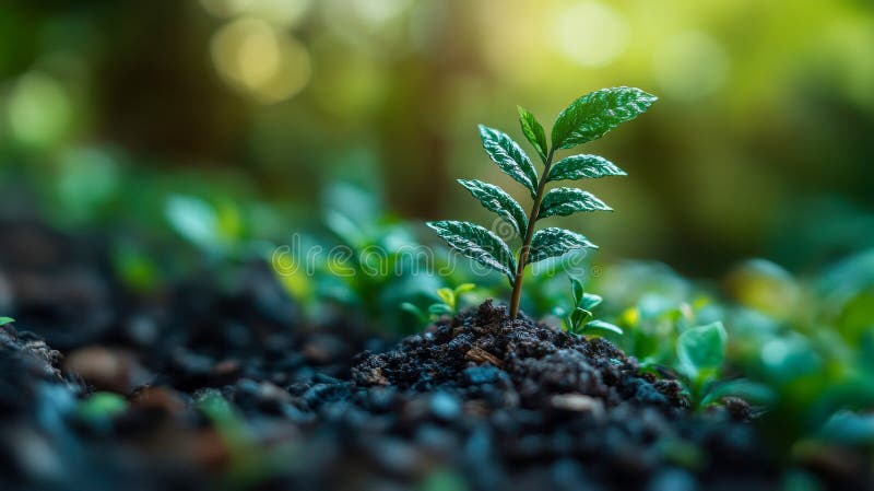 A Close-up of a Small Green Plant Sprouting from the Soil Stock Image ...