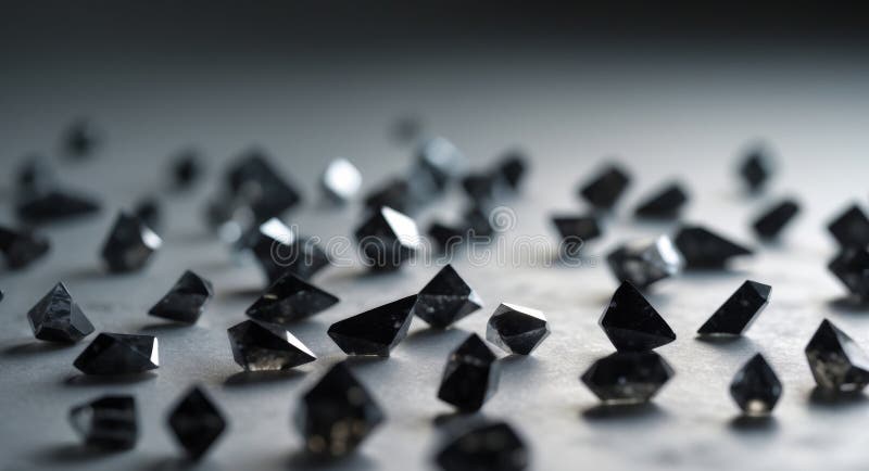 Close Up of Small Irregular Black Crystals Scattered Across a Surface ...