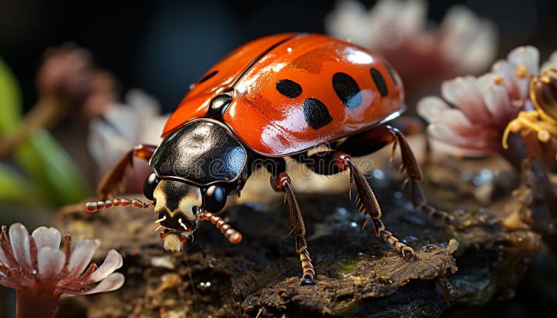 Close Up of a Small Ladybug on a Leaf Generated by AI Stock Photo ...