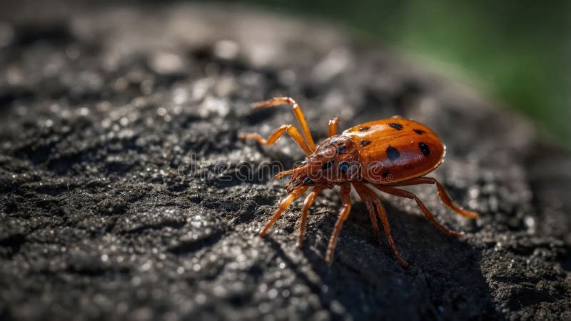 A Close-up of a Small Orange and Black Spotted Insect on a Textured ...