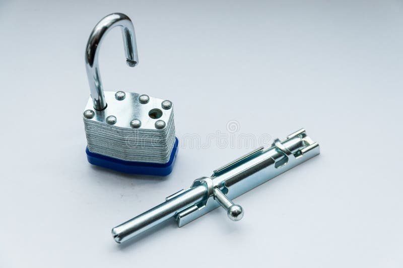 Close-up Small Padlock and Latch for a Door Stock Image - Image of ...